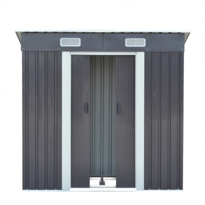 4ftX6ft Metal Garden Shed Pent Roof With Free Foundation Base Storage ...
