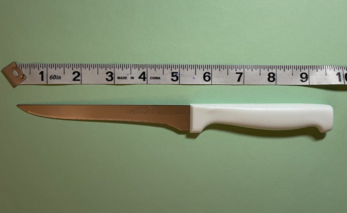 Tristar Slicing Knife Stainless Steel Serrated Blade White Handle Set ...