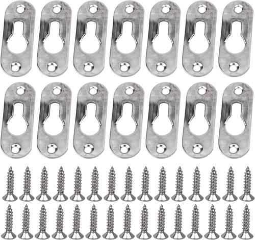 20 Pack Silver Metal Single Keyhole Hangers with Screws Metal Keyhole ...