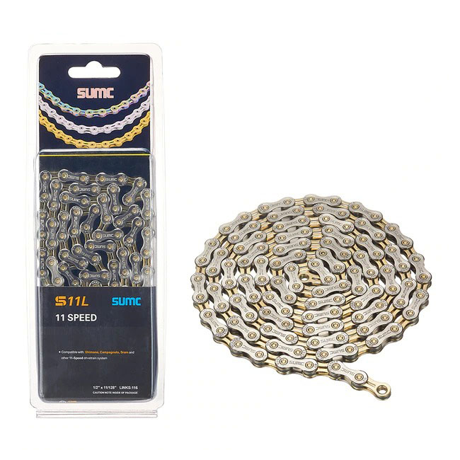 SUMC S11L 11-Speed 116-Links Bicycle Chain -Silver/Gold | eBay