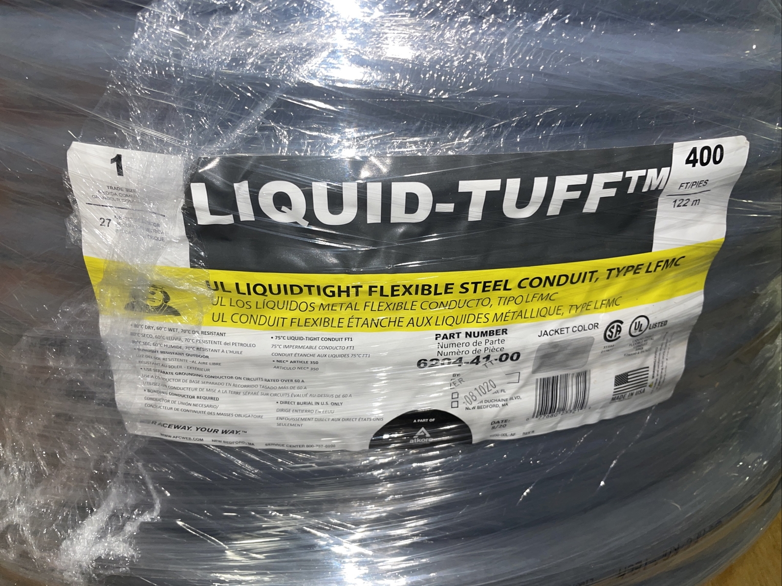 Atkore 400’ Kaf-Tech Liquid-Tuff Liquidtight Steel Conduit 1" 6204-41 ...