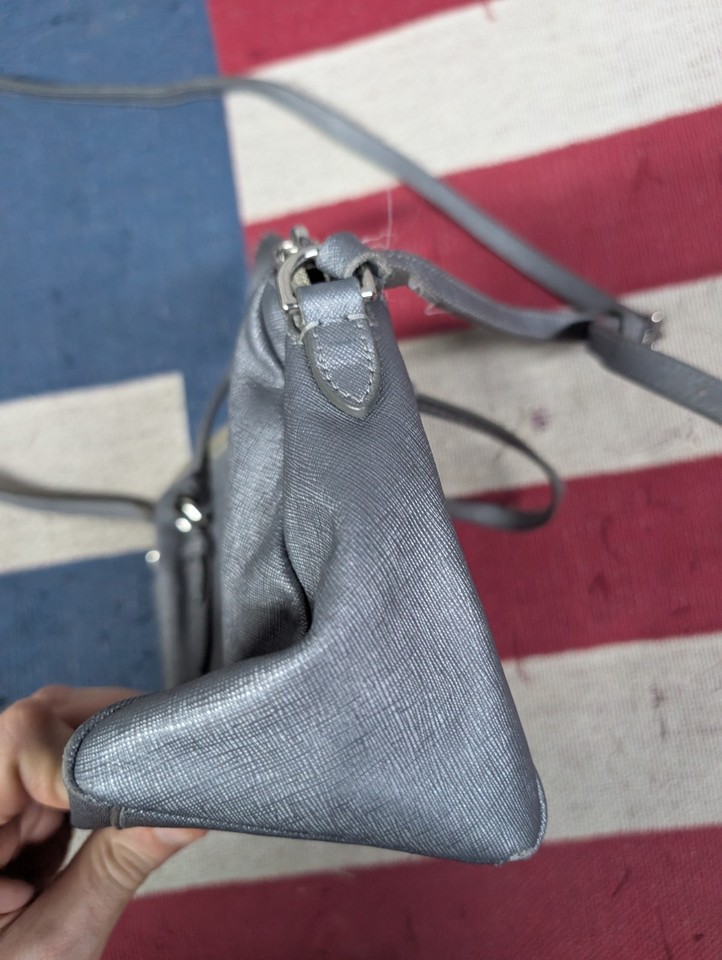 Coach Mini Bennett Pewter Gray Crossgrain Leather Satchel Bag Purse | eBay