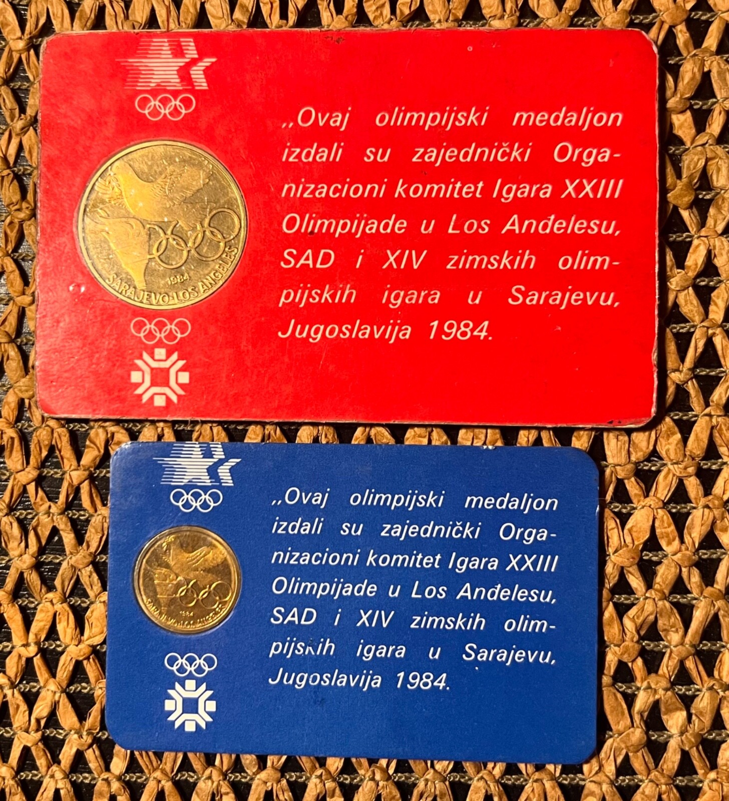 Olympic Games memorial medallion in Los Angeles and Sarajevo 2 pieces ...