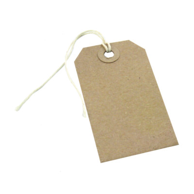 Box of 1000 Brown Buff Strung Tags 70mm x 35mm - Luggage String Labels ...