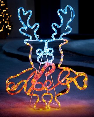 Christmas Reindeer Standing Rope Light Silhouette Decoration 120 LED ...