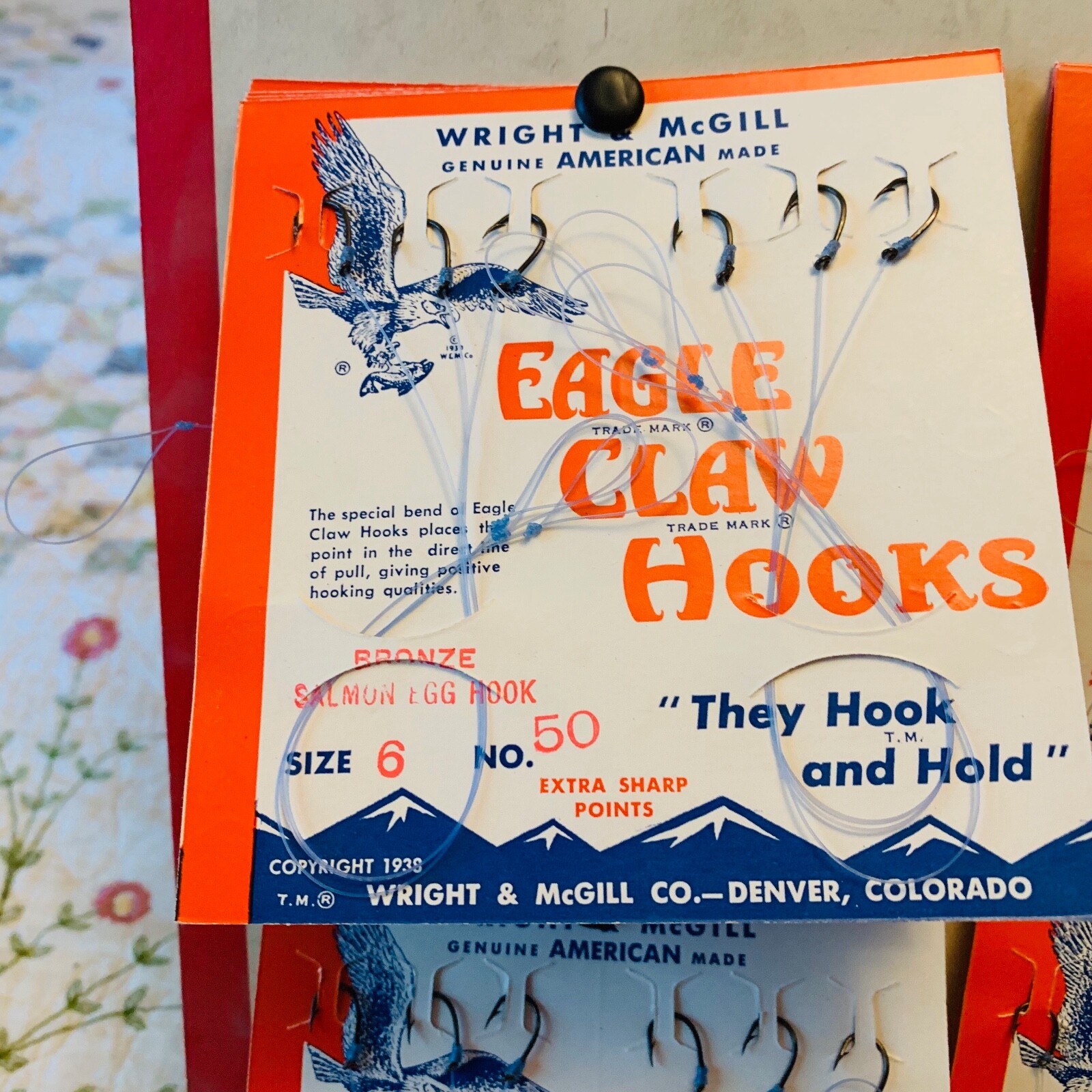 Antique Vintage Eagle Claw Fish Hook Display with Hooks | eBay