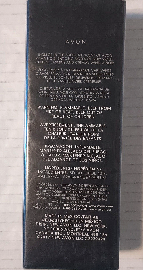 Avon Prima Noir Womens Eau De Parfum Spray 1.7 oz 50ml - New ...