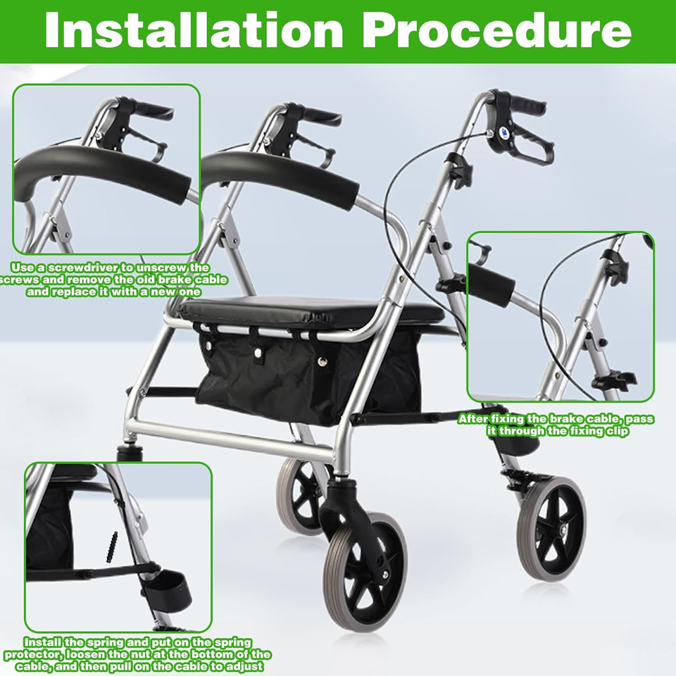 14Pcs Brake Cable Parts for Walkers Replace Drive Rollator Replacement ...