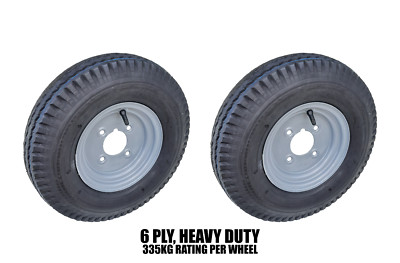 4.80/4.00-8 400x8 Car Trailer Wheels & Tyres 6 Ply 8" Rim 4" PCD 480/ ...