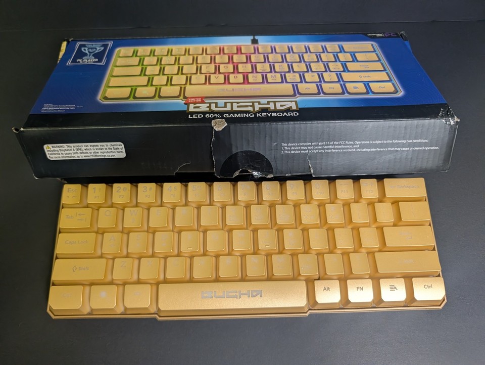 Bugha LED 60% Gaming Keyboard Gold Wired USB for PC | eBay