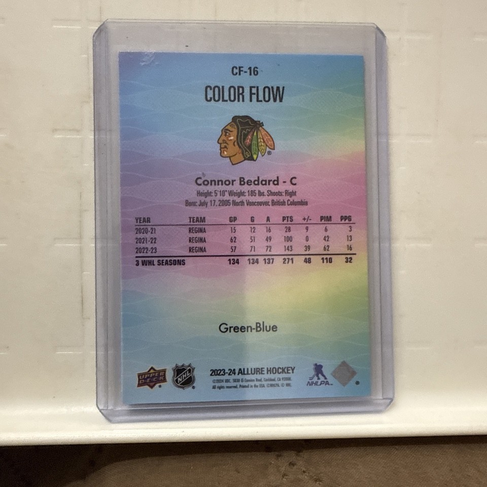 2023-24 UDcallure Color Flow Rookie Green Blue RC Connor Bedard | eBay