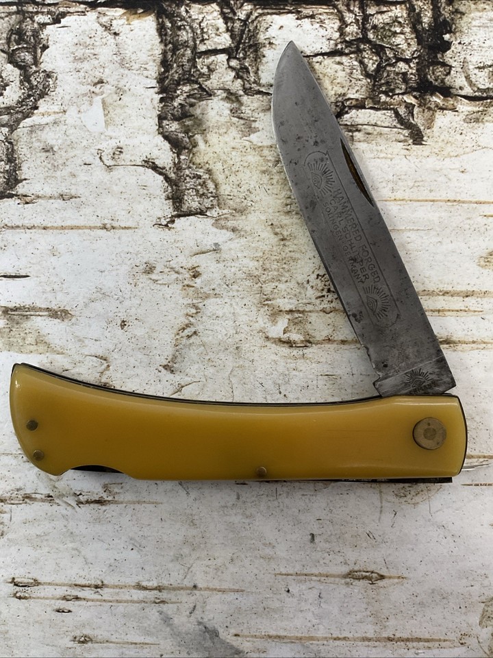 German Eye Yellow Synthetic D.R.G.M 1423923 Lockback Sodbuster Pocket ...