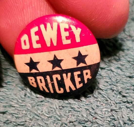 95G Vtg Dewey Bricker 1940's Political Pin Back Pin Button | eBay