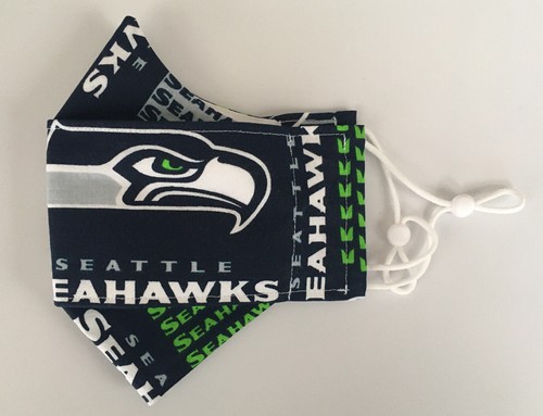 Homemade Seattle Seahawks 100% Cotton Fabric Reusable Face Mask FREE ...