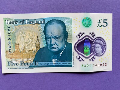 NEW POLYMER £5 BANK NOTE First Release - AA 01 | eBay UK