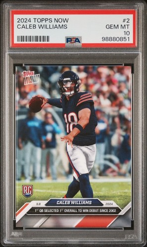 Caleb Williams 2024 TOPPS NOW NFL DEBUT ROOKIE Card #2 PSA 10 In Hand ...