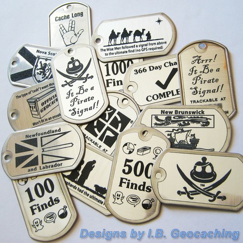 Five (5) Unactivated Geocaching Dog Tags (Trackable, Random Assortment ...