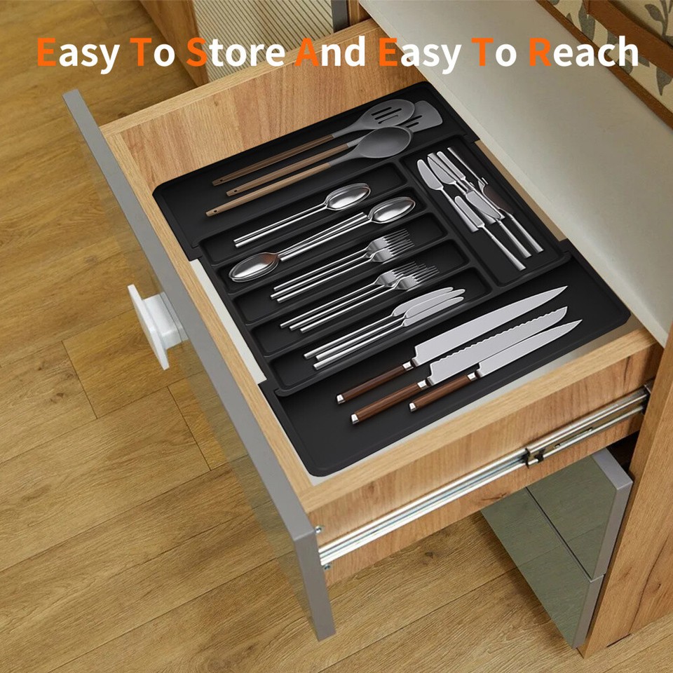Cutlery Drawer Organiser Extendable Utensil Tray Adjustable Kitchen ...