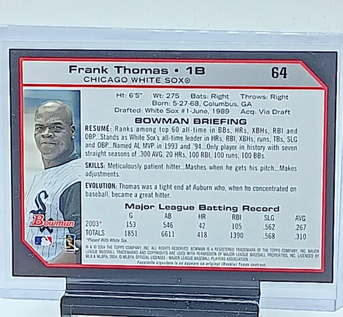 Frank Thomas 2004 Bowman Chrome Refractor #64 White Sox HOF Baseball | eBay