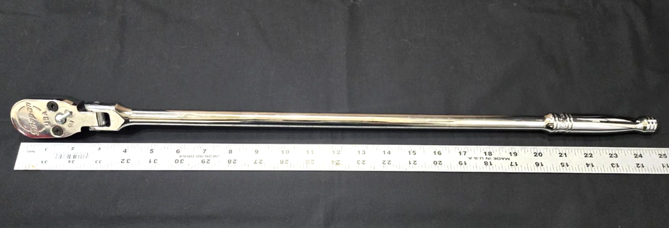 SNAP ON TOOLS USA 1/2” Drive FLEX-HEAD EXTRA LONG Chrome Ratchet SLF80A ...
