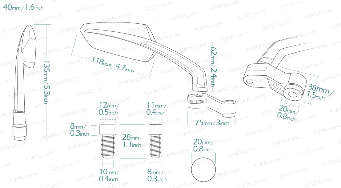 Tulip Green Black Rear Side view Mirrors for Suzuki Bandit GS400 SV GS ...