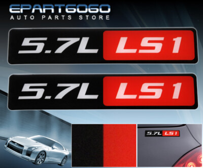 2X Black Red 5.7L Ls1 Emblem Decal Sticker Badge Logo 3D Waterproof ...