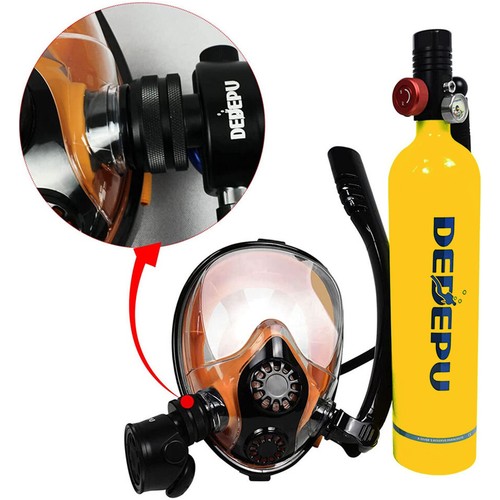1L Air Oxygen Scuba Diving Tank Portable Diving Gear Full Face Snorkel ...