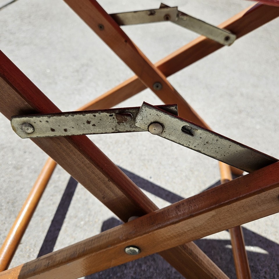 Vintage Wooden Frame Folding Directors Chairs Commander Red | eBay