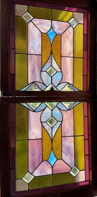 Victorian colored and beveled landing window set - C. 1890 | eBay