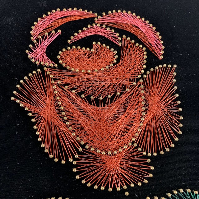 Rose String Art Finished Picture Vintage 70s on Velvet Board Retro 8 ...