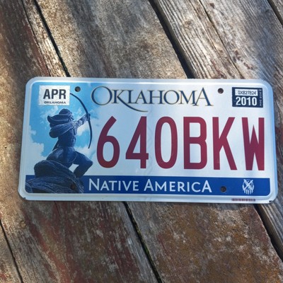 2010 Oklahoma License Plate - "650BKW" APR 2010 Stickers Archer | eBay