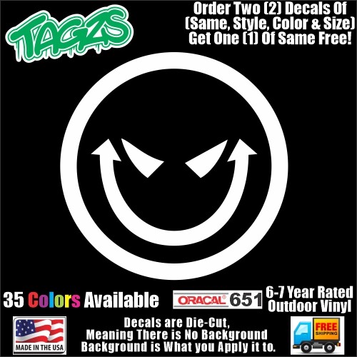 Evil Face Funny DieCut Vinyl Window Decal Sticker Car Truck SUV JDM | eBay