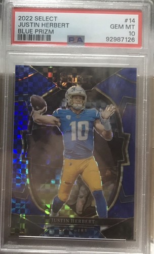 2022 Panini Select - Concourse Justin Herbert #14 Blue Prizm /199 for ...