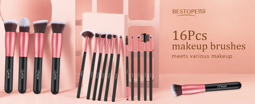 BESTOPE PRO Makeup Brushes Quality Brush Set-16 Pcs Premium Synthetic ...