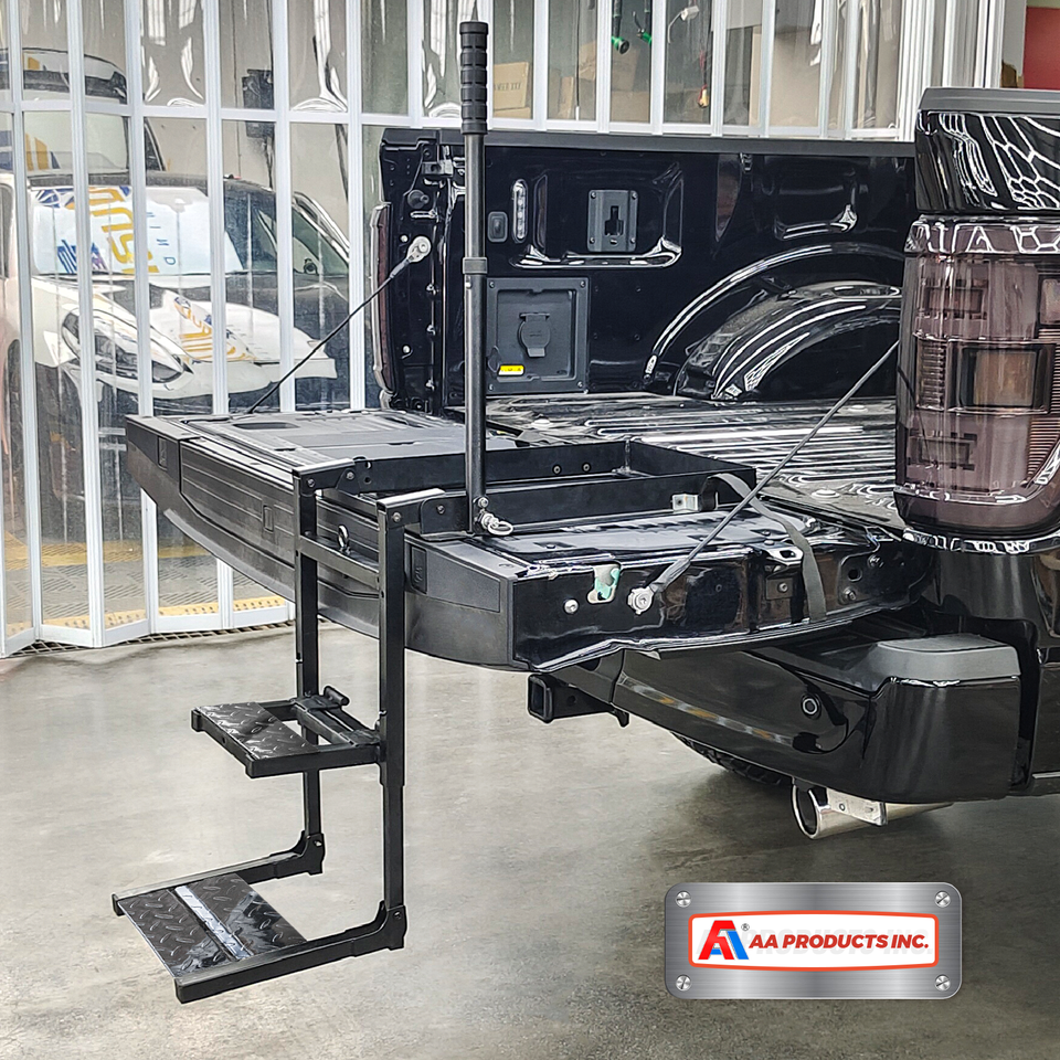 Foldable 2 Steps Truck Tailgate Ladder with Handrail Ladder Rack ...