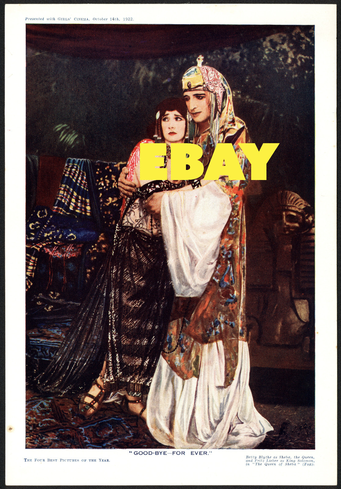 “The Queen Of Sheba” Betty Blythe. Picture Show magazine suppelment Oct ...
