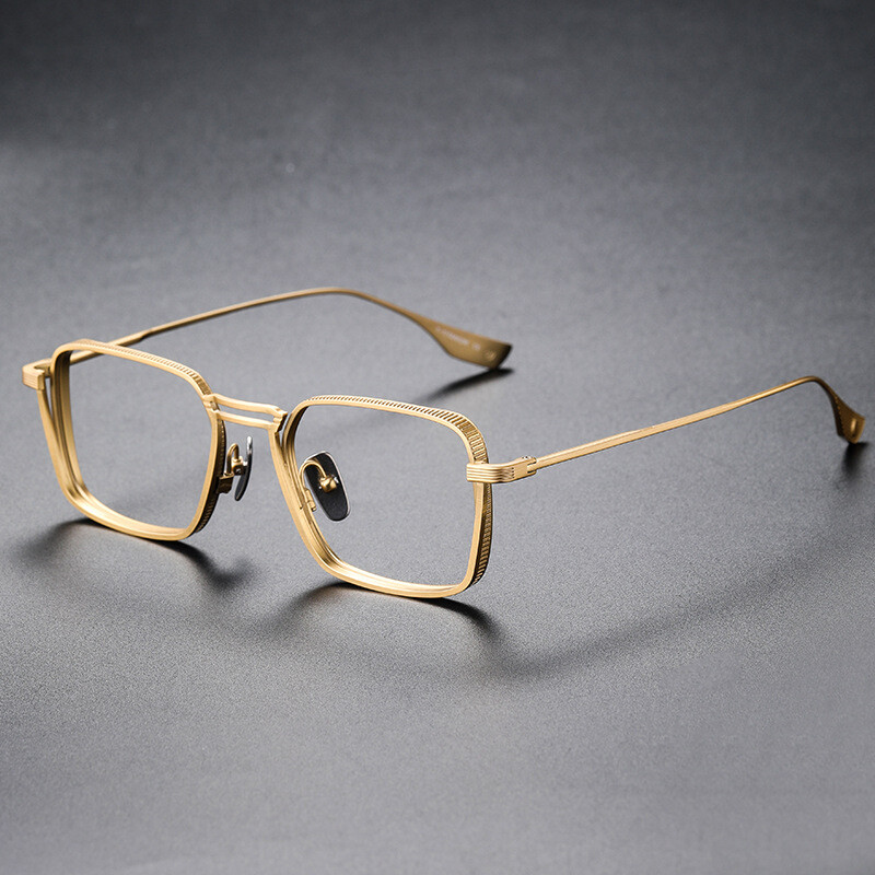 Man Handmade Metal Retro Square Eyeglasses Frame Ultra Light Spectacle ...