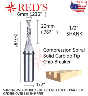 Tideway LC01190620 6mm D X 20mm L Compression Chip Breaker 1/2" shank ...