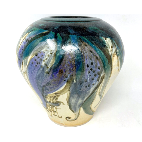 Ruth Allan Studio Pottery Vase, Hand Painted Lillies, 1984, Artist ...