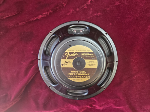 FENDER 12" GUITAR AMP MUSICAL INSTRUMENT GOLD BACK LABEL SPEAKER ...