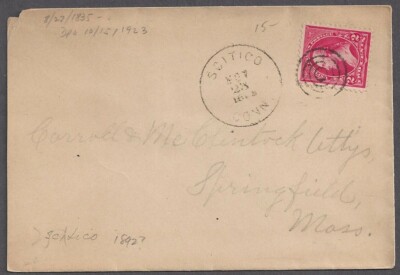 SCITICO, CT ~ CDS & TARGET CANCEL ON 2c RED STAMP TO SPRINGFIELD, MA ...