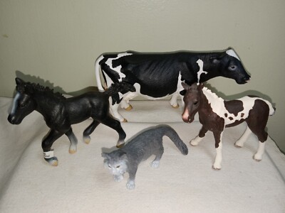 Schleich Farm Animal Bundle/Holstein, Ponies, Cat 2004-2018 | eBay