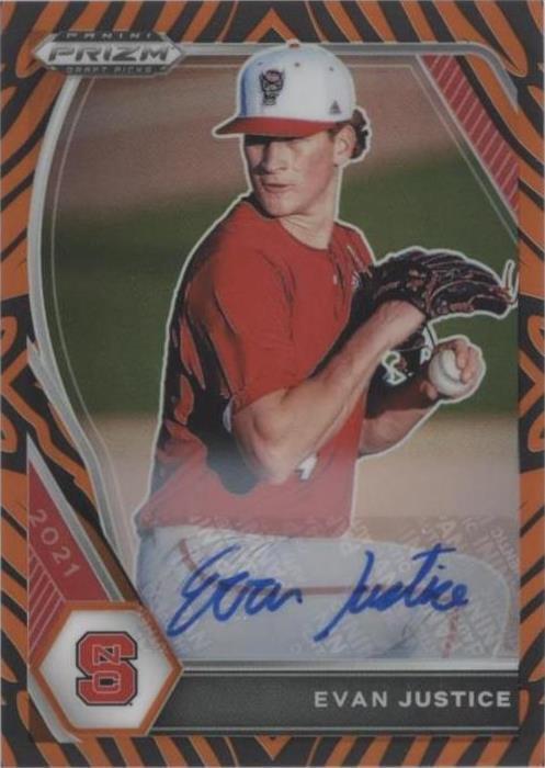 2021 Panini Prizm Draft Picks - Evan Justice #PDP140 Tiger Stripes ...