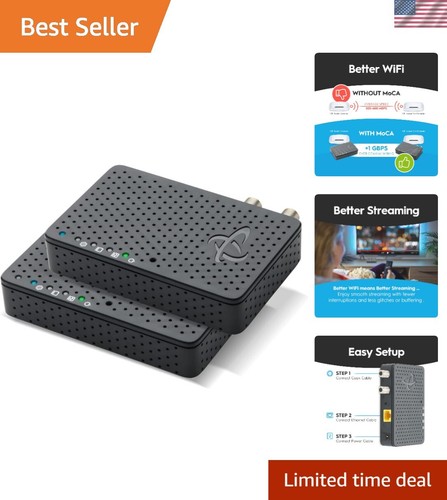 MoCA Adapter 2-Pack Coax to Ethernet 1Gbps Ideal for Gaming & Streaming ...