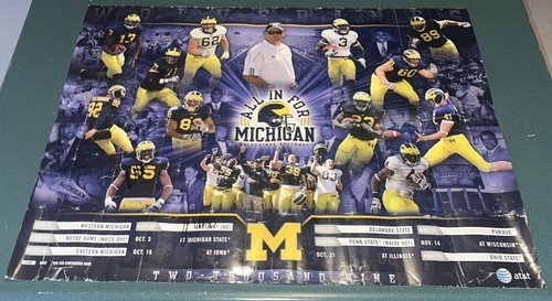 MICHIGAN WOLVERINES SIGNED FOOTBALL POSTER Brandon Graham Obi Ezeh ...