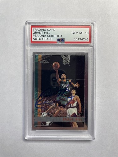 Grant Hill Signed 1998 Topps Chrome Card PSA/DNA Auto Grade 10 Pistons ...