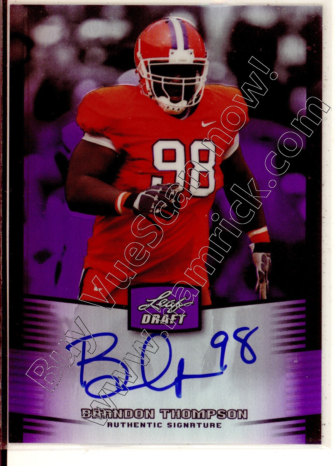 brandon thompson rc rookie draft auto autograph clemson tigers college ...