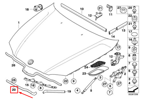 BMW 3 E90 Front Hood Seal 7143757 51767143757 | eBay Australia