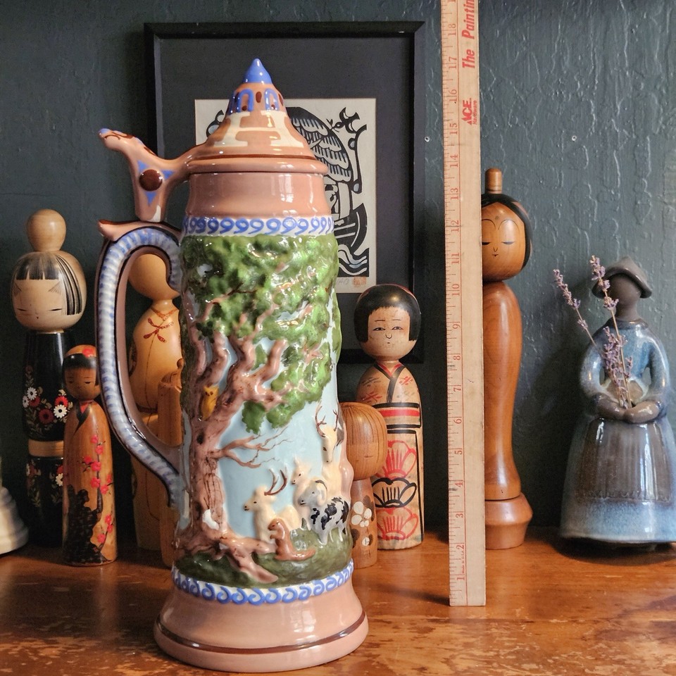 Large Vintage German Beer Stein with Relief Decoration 17“ | eBay