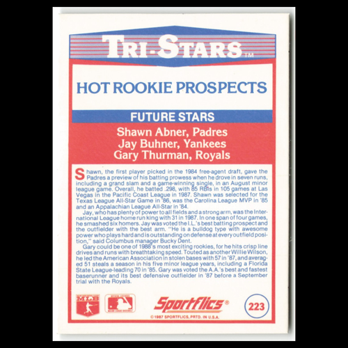 Shawn Abner/Jay Buhner/Gary Thurman #223 1988 Sportflics Baseball Card ...
